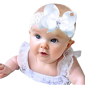 JOYOYO 30pcs Baby Girls Headbands 4.5" Hair Bows Soft Stretchy Crochet Head Wear Headbands for Baby Girls Newborns Infants Toddlers and Kids