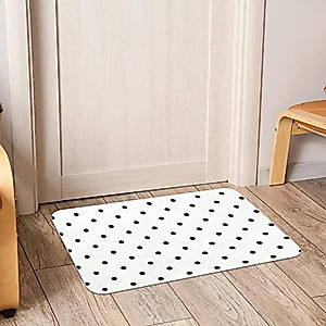 White and Black Polka Dot, Indoor Door Mat Durable Front Door Mats Entryway Rug Non-Slip Absorbent Area Rugs Resist Dirt Rugs for Room Decor, 24"x16"