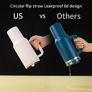 40oz Tumbler With Handle Flip Straw Lid,Leak Proof Insulated Tumbler Double Wall Vacuum Insulated Cup Reusable BPA Free Stainless Steel Water Bottle With Rubber Base Lid,Travel Mug Gifts for Her/Him