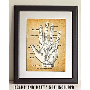 Palm Reading Divination Chart - Classic Fortune Teller Decor, Chiromancy Wall Art, Gift for Oddity Palm Readers, Palmistry and Astrology Fans, 11x14 Unframed Art Print Poster