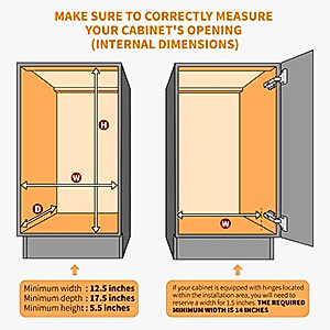 GROWLING Pull Out Cabinet Organizer, Heavy-Duty Slide Out Shelves, Sliding Wire Baskets Drawer Storage for Kitchen, Bathroom, 12" W x 17.3" D x 5.4" H, Chrome Finish.