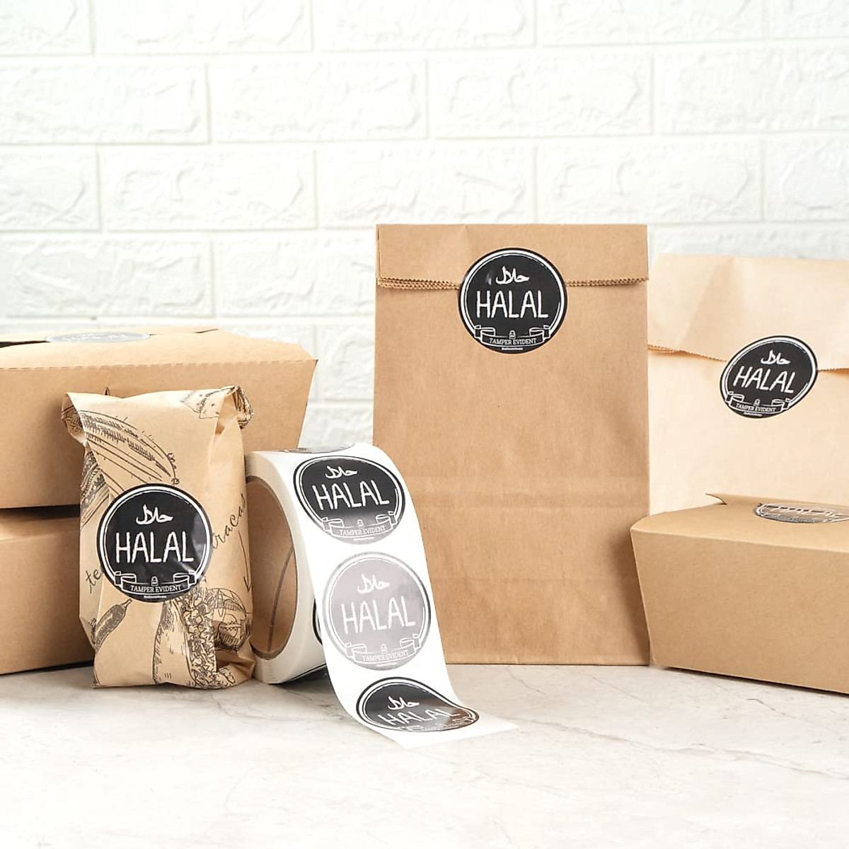 Restaurantware Label Tek 2 Inch Tamper-Evident Stickers For Halal 500 Rolled Tamper Seal Stickers - Chalkboard Design For Safe Food Delivery Black With White Font Plastic To Go Stickers