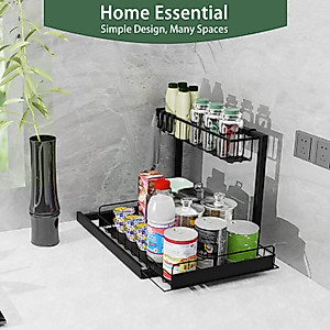 Under Sink Organizers and Storage, Terfik Under Sink Organizer, Pull Out Cabinet Organizer with Sliding Drawer, Multi-Use Under Cabinet Organizer, Under Sink Storage for Bathroom Kitchen Organization