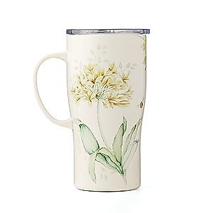 Lenox 895751 Butterfly Meadow Yellow Flowers Stainless Steel Car Coffee Mug, 2 Count