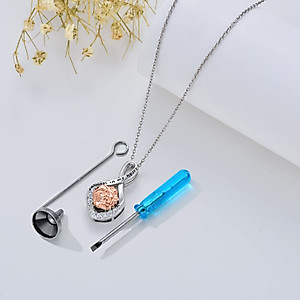 Flpruy Rose Urn Necklaces for Ashes 925 Sterling Silver Rose Infinity Urn Pendant Cremation Keepsake Memorial Pendant Necklace for Ashes for Human