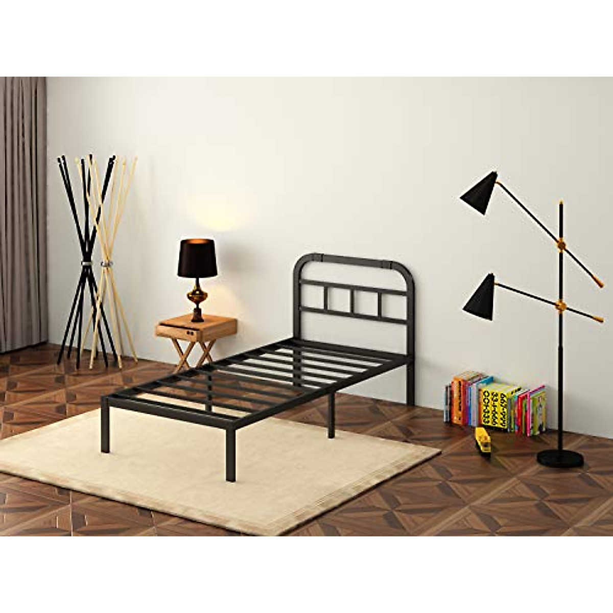 ZIYOO Twin XL Bed Frame with Headboard, 3000LBS Heavy Duty Platform Mattress Foundation/Box Spring Replacement, 14 Inch Height Metal Bed Frame