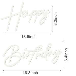MASTRON Happy Birthday Sign for Backdrop - Felt Happy Birthday Sign for Balloon Arch Birthday Party Balloon Arch Backdrop Decorations for Birthday Party Baby Shower - White