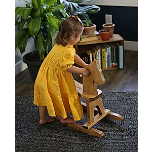AmishToyBox.com Wooden Rocking Horse Toddler Ride-On Toy (Harvest Stain)