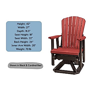 DutchCrafters Slat Fan Back Poly Adirondack Swivel Glider Outdoor Patio Chair (Tudor Brown & Weatherwood)