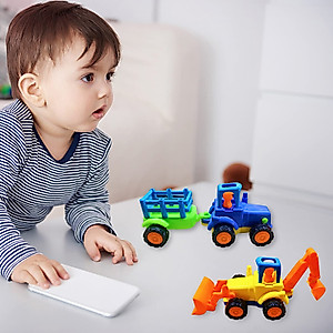 OBABA Inertia Toy Truck Friction Powered Cars for Toddlers Kids Tractor Toys Carrier Vehicle for 1234 Year Old Boys Push and Go Toy Trucks Construction Vehicles Toys Set Early Educational Gift