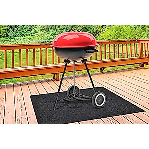 BBQ Grill Splatter Mat for Gas Electric Oven & Smokers - Absorbent Grill Pad Washable Floor Mat Protects Deck and Patio from Grease Splatter (30'' x 48'', Black) Plus Reusable Cleaning Cloths(2)