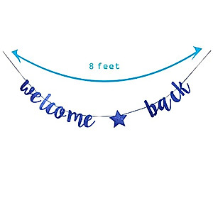 YaFeiDa Blue Welcome Back Banner,Welcome Back To School Sign Welcome Home Sign,Housewarming,Military,Family Party Decorations,SKA-NB025