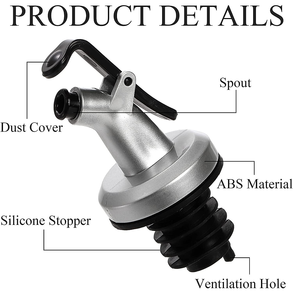 Tebery 12 Pack Olive Oil Pour Spouts Wine Bottle Pourer with 4 Cleaning Brush, Oil Bottle Dispenser Stopper Tapered Liquor Pourers for Olive Oil, Wine, Vinegar, Soy Sauce