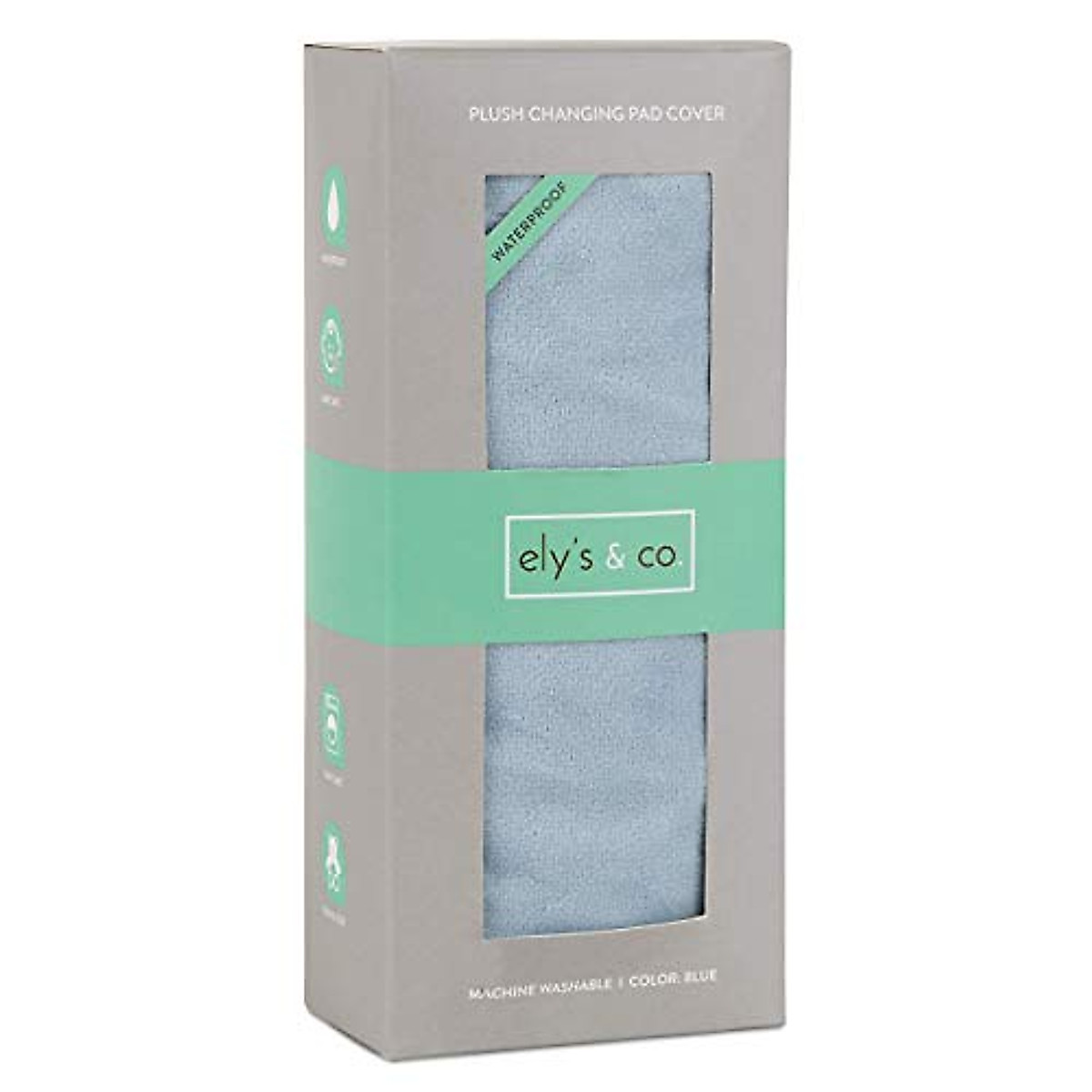 Ely's & Co. Patent Pending Waterproof Plush Changing Pad Cover 100% Cotton Velvet | no Need for Changing Pad Liner (Blue)