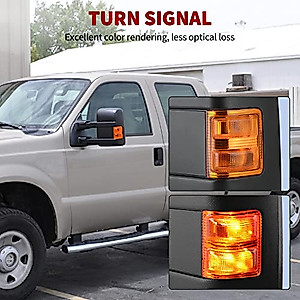 YITAMOTOR Towing Mirror Compatible with 2008-2016 Ford F250 F350 F450 F550 Super Duty, Left Driver Side Mirror Power Heated Telescoping Folding Turn Signal Light Black