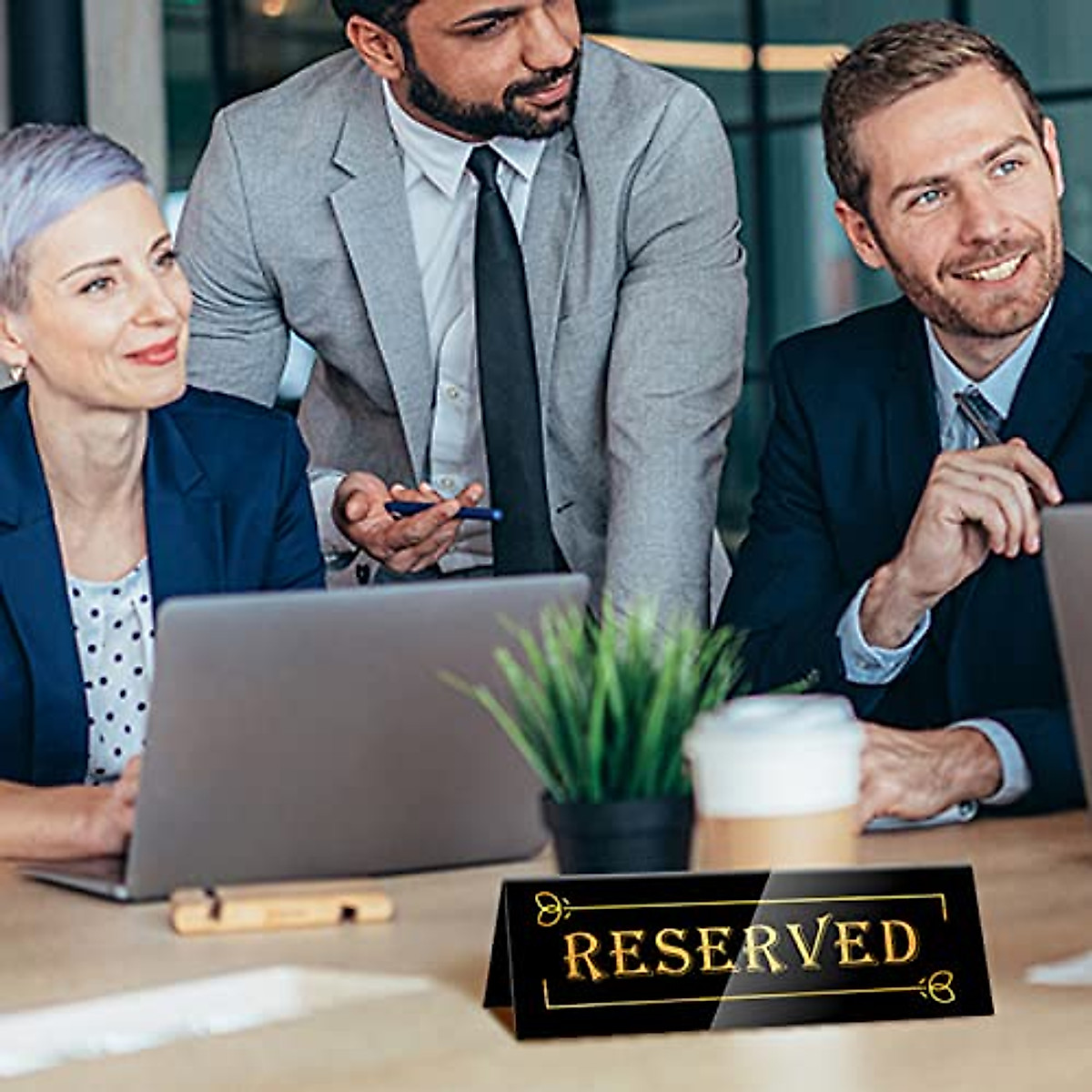 DI QIU REN 10PCS Reserved Table Signs, Acrylic Guest Reservation Table Tents Sign, Waterproof Double-Sided Reserved Seat Signs, Reserve Signs for Wedding Birthday Party Restaurants Meeting Chair