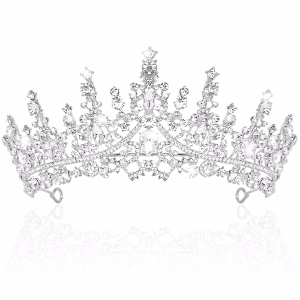 Trnerm Crystal Wedding Crown for Women, Silver Queen Princess Crown, Rhinestone Tiara for Women, Hair Accessories for Quinceanera Pageant Prom Birthday Halloween Cosplay