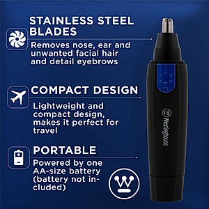 Westinghouse Nose Hair Trimmer for Men Precision Nose Trimmer for Men Professional Men's Nose and Ear Trimmer Stainless Steel Blades Lightweight and Travel Ready