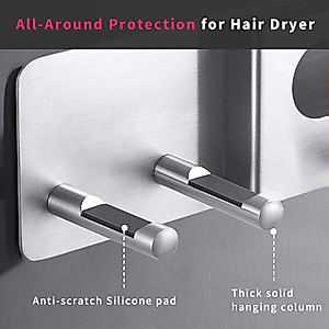 Hair Dryer Holder Compatible with Dyson Supersonic Hair Dryer Compatible with Dyson Airwrap Styler Organizer Storage 2in1 Wall Mounted Stand Fits Curler Diffuser 2 Nozzles for Bathroom Bedroom Salon