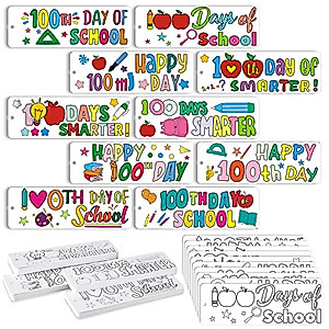 200 Pcs 100 Days of School Bookmark Blank Bookmarks to Decorate Cute Bookmarks Happy 100th Day Activities for 100 Days of School Decorations School Classroom Prize Reading Rewards Gifts for Kids Adult