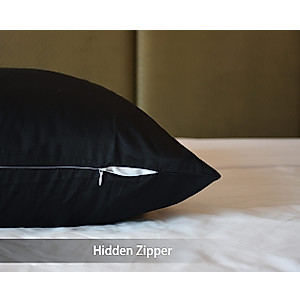 iMaylex Soft 100% Egyptian Cotton Zipper Pillow Case, Cozy and Lightweight Pillowcase, Set of 2, Black, Standard, 20" x 26"