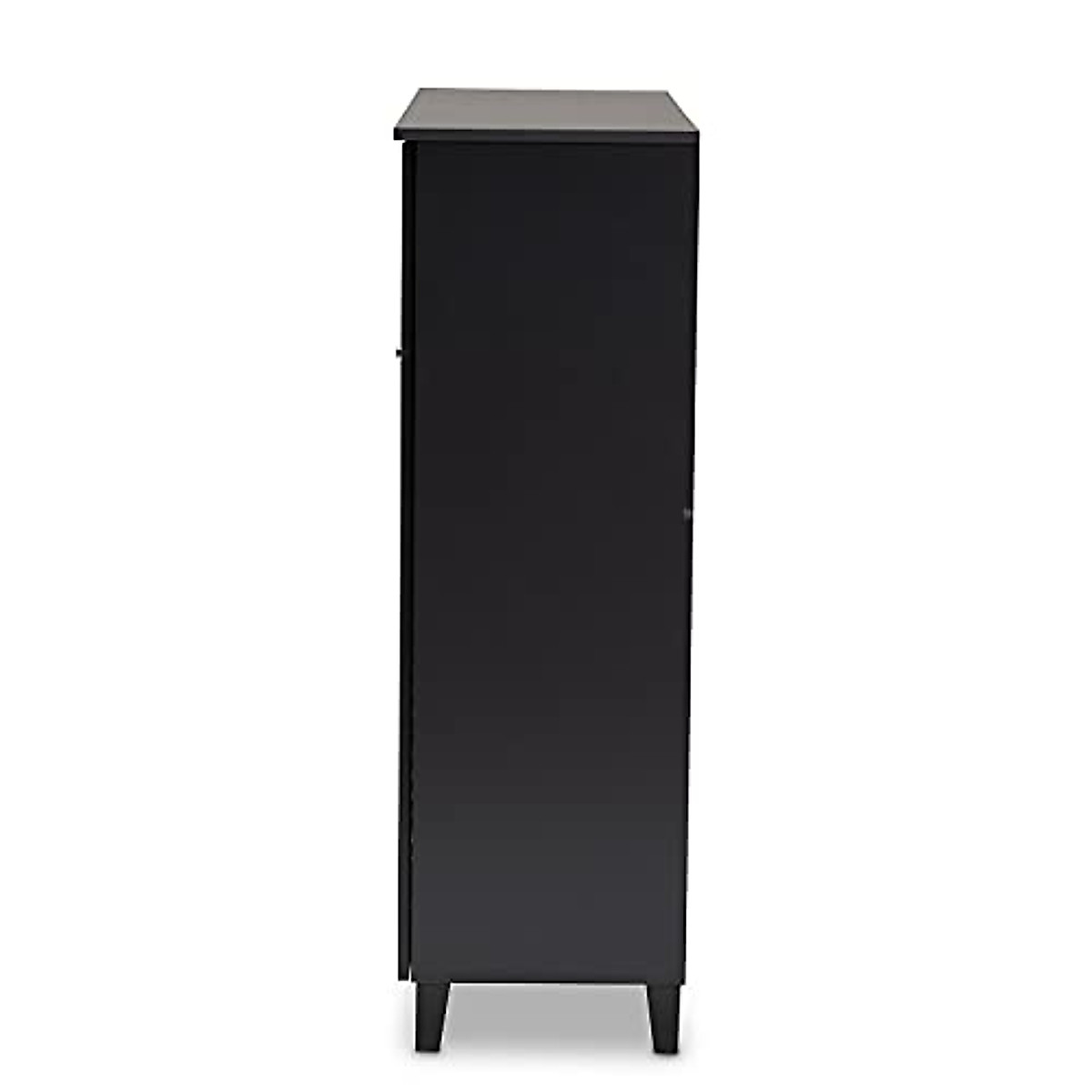 Baxton Studio Coolidge Wood 11-Shelf and Drawer Shoe Cabinet in Dark Gray