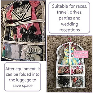 WJWSKI Clear Kids Dance Garment Bag for Hanging Clothes,35 Inch Waterproof PVC Travel Garment Bag with 3 Pockets for Dance Costumes,Sports,Skating,Theatre,Beauty Pageants & More