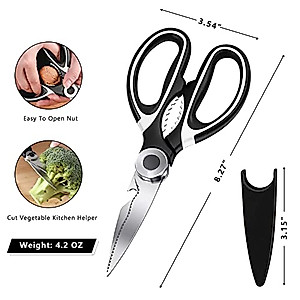 Kitory Kitchen Shears - Ultra Sharp Premium Scissors with Sheath - Heavy Duty Poultry shears-Nut cracker-Bottle Opener- Multi Purpose Scissors