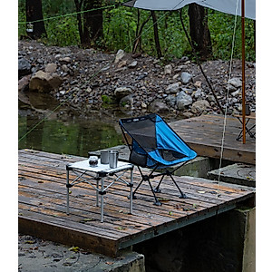 iClimb 1 Ultralight Compact Anti-Sinking Large Feet Chair and 1 Lightweight Stable Folding Square Table Bundle, for Single Adult Outdoor Backpacking Hiking Camping Beach Concert