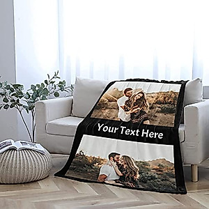 MIHANFA Custom Blanket with Photo Text Personalized I Love You Couples Gifts for Boyfriend Girlfriend Wife Husband Birthday Anniversary Valentines Day Gifts for Him Her Men Women - 50x60 2 Photo