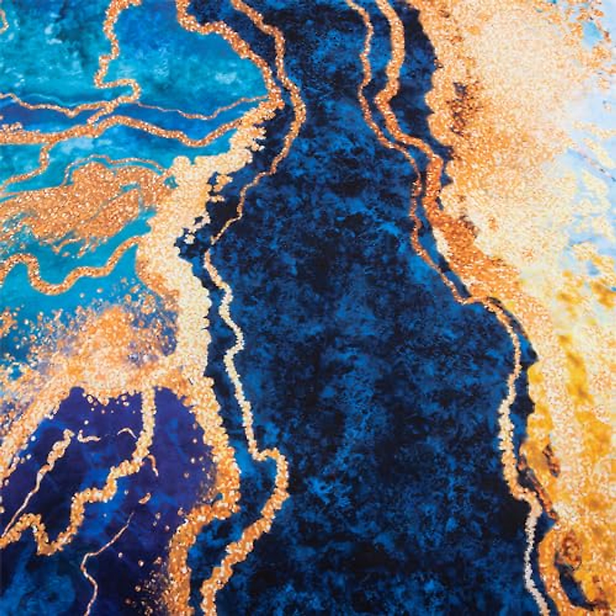 A Nice Night Marble Like Burning Mountain Printed Bedding Set,Retro Style Watercolor Artwork Design,Ultra Soft Comforter Set (Blue, Twin(68-by-88-inches))