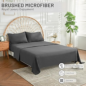 Bedlifes Full Size Sheet Sets- Cooling Sheets-Ultra Soft-Silky-Breathable-Deep Pocket- 1800 Series Bedding Set Microfiber Bed Sheets Full Size Dark Grey 4 Pieces