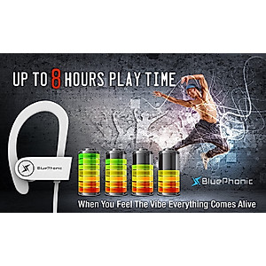 Bluephonic Bluetooth Earbuds Headphones, Best Wireless Sports Earbuds w/Mic, HD Stereo Sweatproof Earphones for Gym Running Workout IPX7 Waterproof Noise Cancelling Earphones Noise Cancelling Headsets