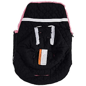 Tadpoles Quilted Stroller & Car Seat Cover - Black & Pink | 27" x 20" x 2" | Made of 100% Super Soft Microfiber Polyester | Warm, Gentle & Durable | Ideal for Use as a Stroller Cover & Car Seat Cover