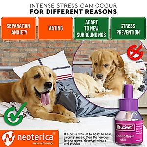 Calming Diffuser Kit for Dogs & Puppy - Pet Separation Anxiety Relief & Calm Pheromones Plug - Anti Stress Treatment Help with Fireworks, Aggression, Fighting & Other Problematic Behaviors