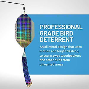 Bird Barrier The Intimidator - Professional Grade Bird Deterrent w/Wind-Twisting Scare Rods - Motion-Activated Woodpecker Deterrent w/Reflective Discs - Scare Device Keeps Birds from Building Nests