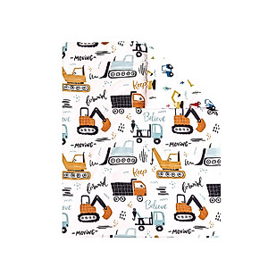 PERFEMET 4 Piece Boys Twin Bedding Sets Car Printed on White Kids Comforter Set for Boys Reversible Cartoon Tractors Bed in A Bag Comforter Set with Sheets (Car Pattern, Twin)