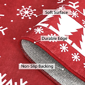 CAROMIO Christmas Hallway Runner Rug Holiday Decorative Bordered Area Rug, Washable Stain Resistant Non-Slip Floor Cover Xmas Tree and Snowflake Entrance Carpet for Laundry Kitchen, 2' x 6'