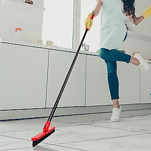 Mitclear V-Shape Grout Scrubbing Brush with Long Handle(52IN), Tiles Scrubber Floor Grout Cleaner with Stiff Bristles, Floor Scrub Cleaning Brush for Tiles Bathroom Kitchen Shower Baseboards