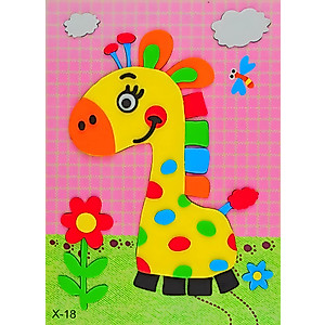 20pcs 3D EVA Foam Sticker Puzzle Game DIY Cartoon Animal Learning Education Toys for Toddler Kids Art Craft Kits (kidslove A)