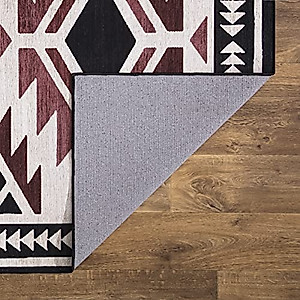 Abani Rectangular Area Rugs - 8' x 10' Beige Red Southwestern Style, Machine Washable, Stain Resistant and Non-Shedding Polypropylene Large Rugs