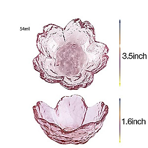 4pcs Glass Sakura Shape Small Seasoning Dishes Dipping Bowls Appetizer Plates,3.4inch