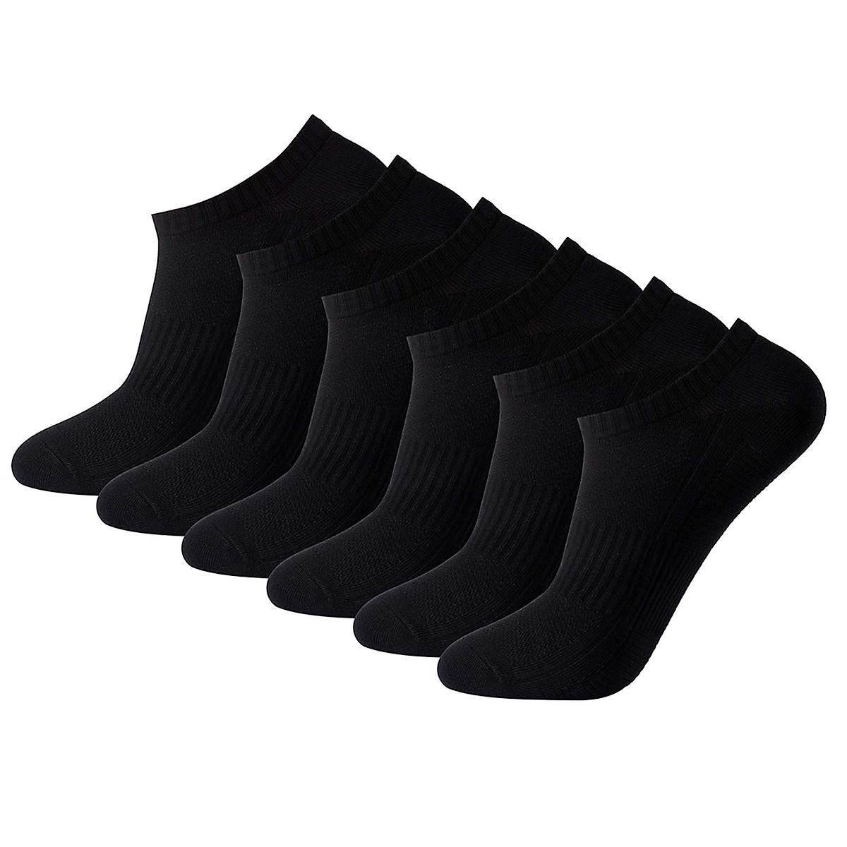 Men's 6-Pack Black Anti Odor Sweat Wicking Quick Dry Casual No Show Sports Socks,Size 7-12