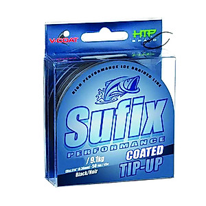 Sufix Performance 50-Yards Spool Size Tip Up Ice Braid Line (Black, 50-Pound)