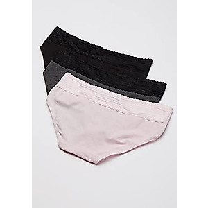 Warner's womens Blissful Benefits No Muffin 3 Pack Hipster Panties, Black/Pale Pink/Dark Gray Heather, Medium US