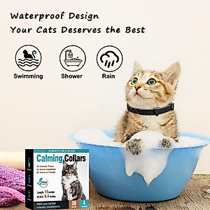 4Pcs Relaxants Cat Calming Collar for Anxiety Relief & Overgrooming - Effective Pheromone Cat Collar for Anti-Aggression & Indoor Cats - Therapet Calm Collar for Comfort Zone Relaxation (Black)