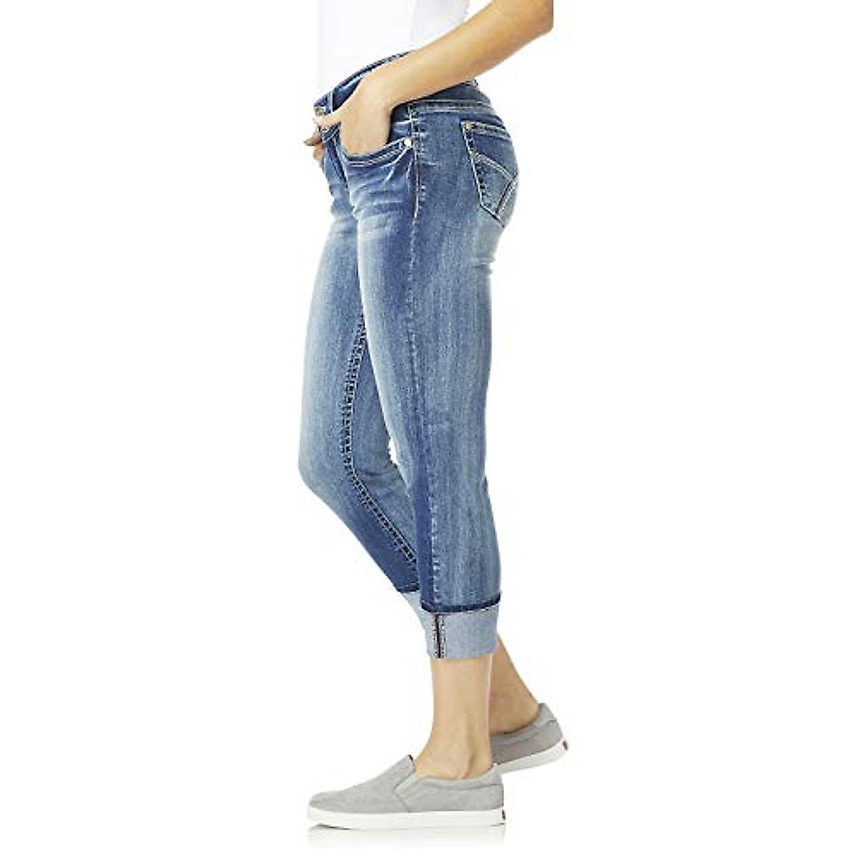 WallFlower Women's Luscious Curvy 23.5'' Crop Mid-Rise Insta Stretch Juniors (Standard and Plus), Jenna, 9