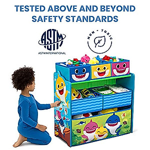 Baby Shark Kids Table and Chair Set with Storage (2 Chairs Included) Plus Design & Store 6 Bin Toy Storage Organizer - Ideal for Arts & Crafts, Homeschooling, Homework & More by Delta Children