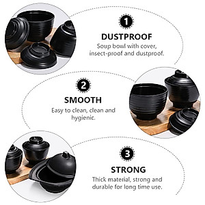 FRCOLOR Japanese Soup Bowls Melamine Miso Bowl, Japanese Soup Bowls Rice Bowl with Lid for Soup Rice Dessert (9CM) Miso Soup Bowls