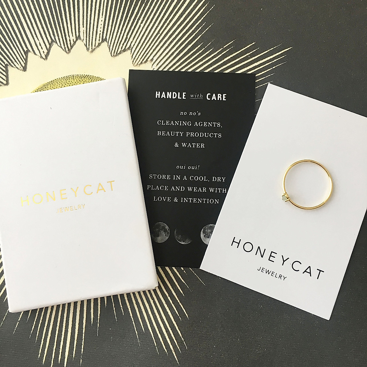 Honeycat Green Jade Point Crystal Ring in 18k Gold Plate | Minimalist, Delicate Jewelry (Gold, 8)